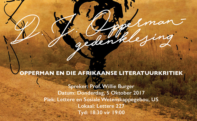 Uitnodiging: DJ Opperman-gedenklesing - LitNet