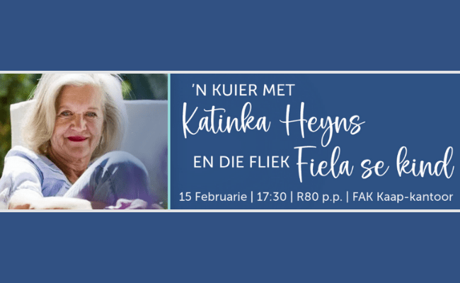 Uitnodiging: Kom kuier en fliek saam met Katinka Heyns op 15 Februarie ...